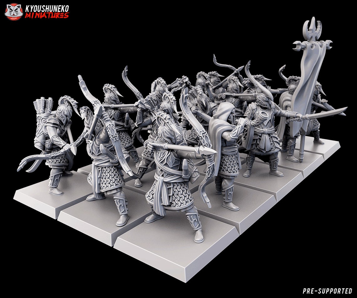 Archer Elf Warriors Infantry Unit With Command Group | Tabletop RPG D&D ...