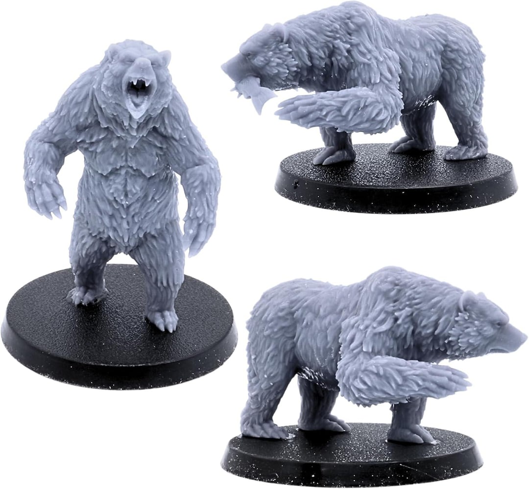 Grizzly Bear Miniature Set: 28mm RPG, Dnd, Pathfinder - Etsy
