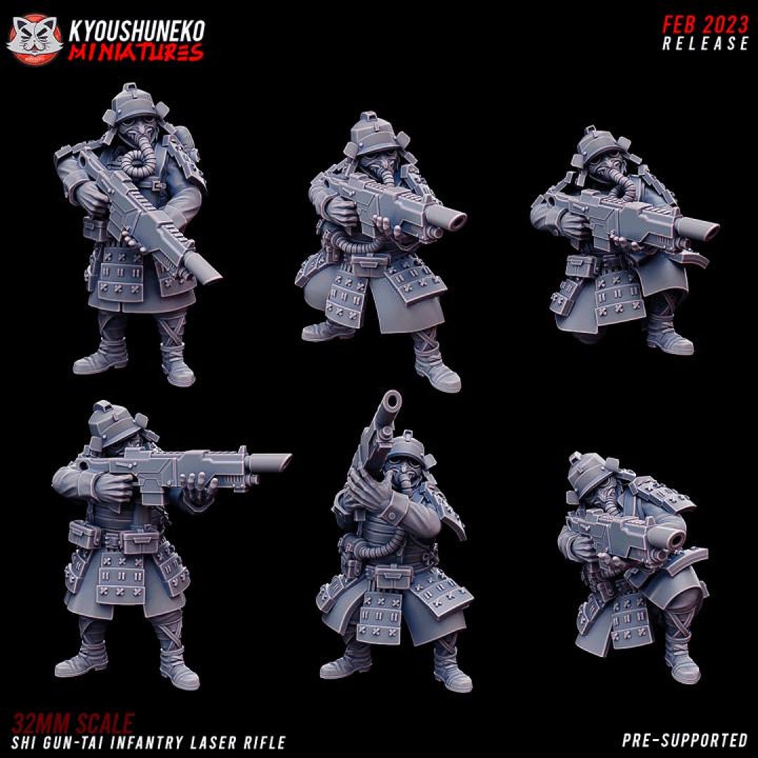 Kyoushuneko Miniatures Shi Gun Tai Army Infantry Laser Rifle | 15mm ...