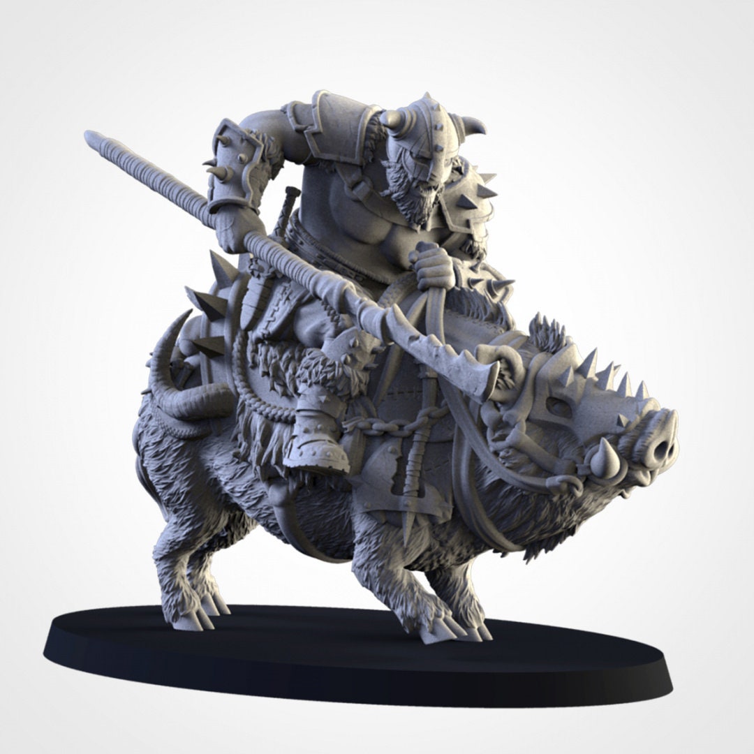 Tusker Cavalry Mounted Ogre on Boar Tabletop Wargames RPG - Etsy