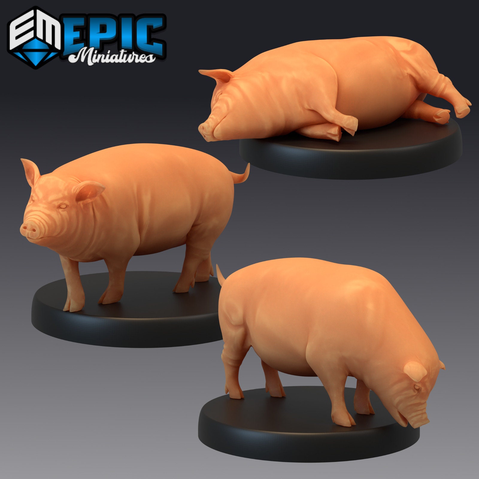 Farm Animal Pig | 28mm Scale Dungeons and Dragons Miniatures for ...