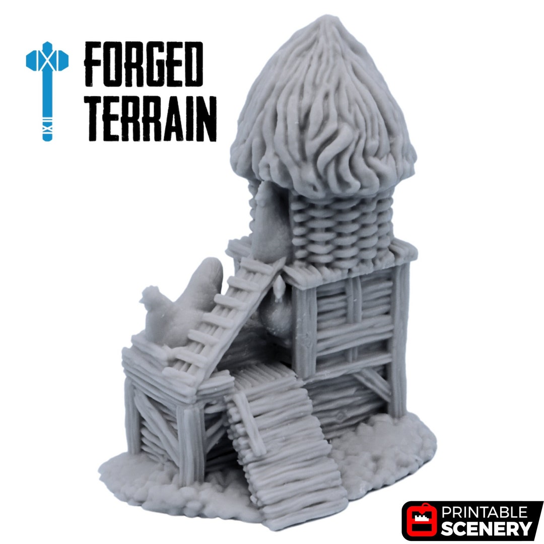 Chicken Coop Farm Village Set Terrain, Fantasy 28mm Scenery Building ...