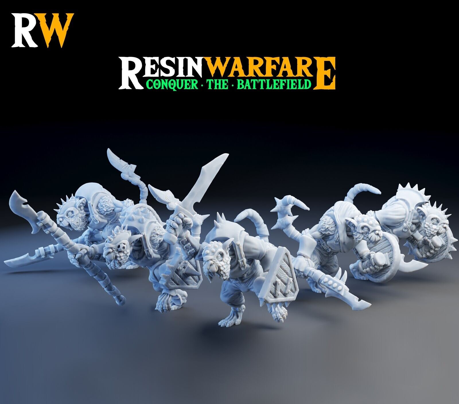 Vermin Warriors | Ratmen Ratfolk Unit | Unpainted Resin Model 32mm ...