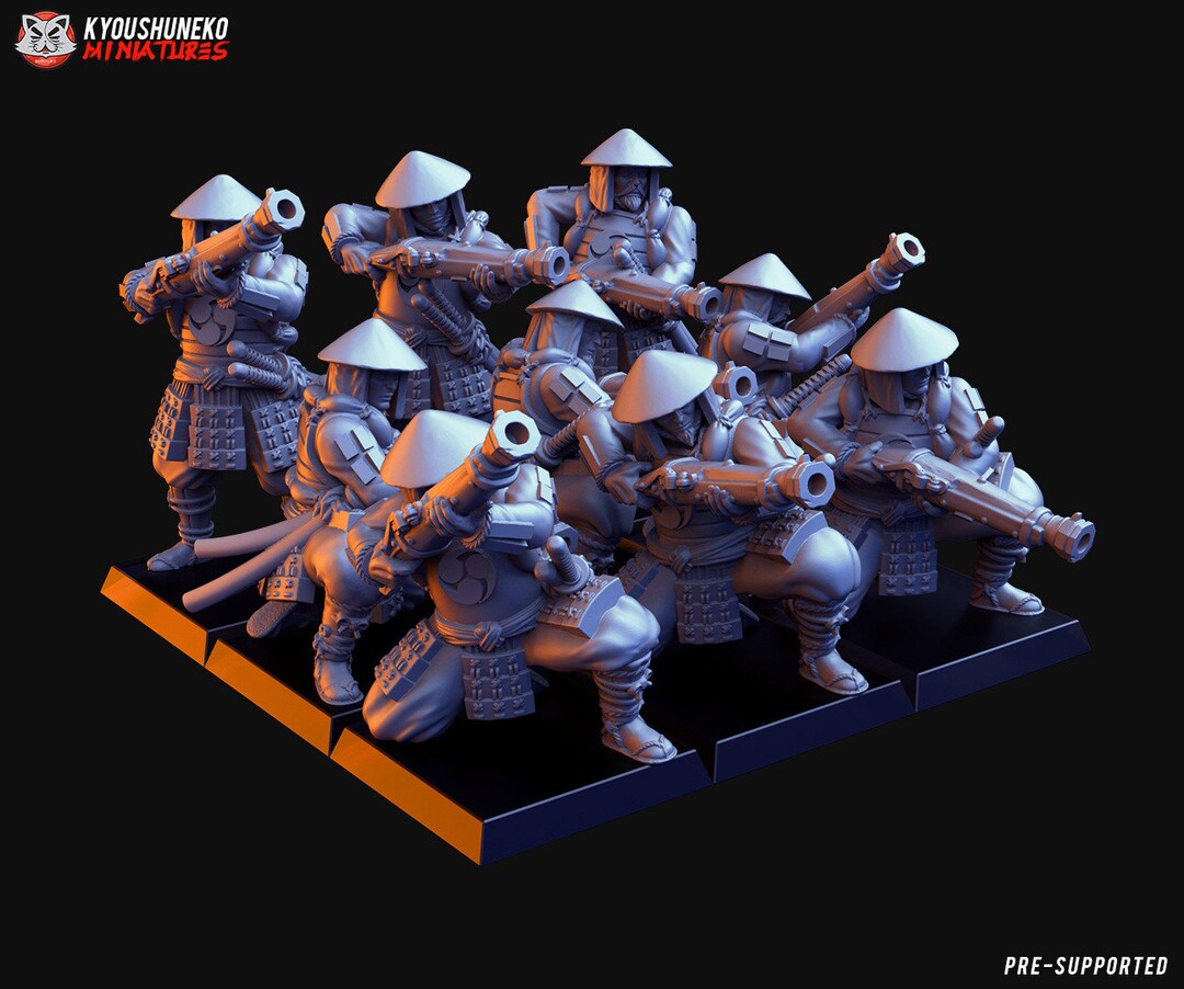 Japanese Ozutsu Ashigaru Unit X9 | Kyoushuneko | Japan Feudal Army ...