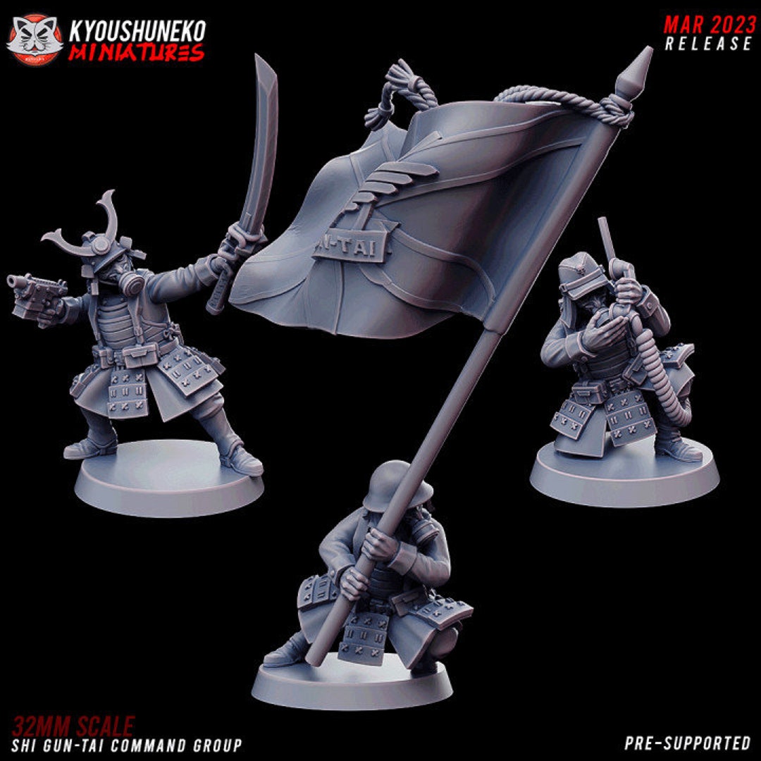 Kyoushuneko Miniatures Shi Gun Tai Command Group | 15mm-32mm Scale ...