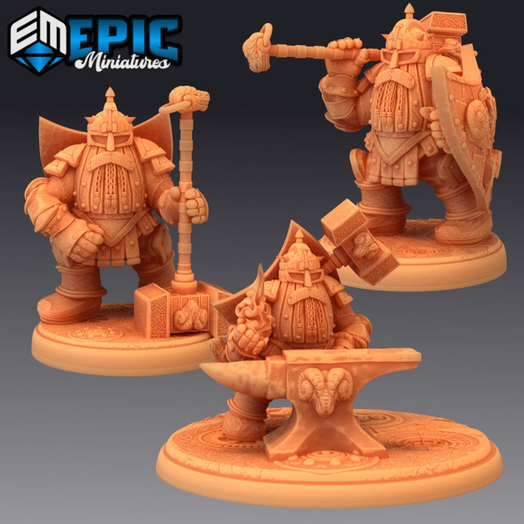 Steel Dwarf 28mm Scale Dungeons and Dragons Miniatures for Tabletop ...