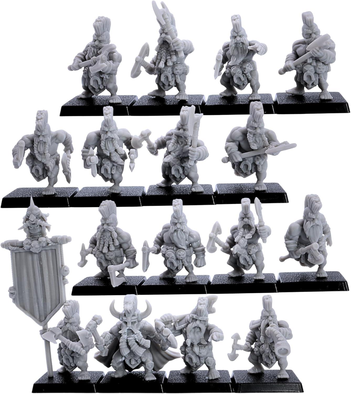 Dwarf Slayers Berserkers – 16 Resin Miniatures | 32mm Fantasy Dwarf ...
