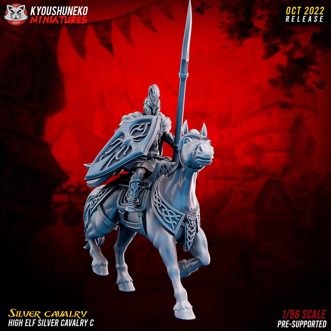 Elf Silver Spearmen Cavalry | Elf Knight Warrior | Tabletop RPG Dnd ...
