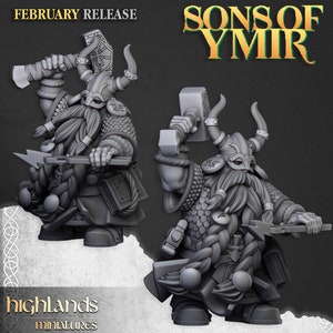 Highlands Miniature Sons of Ymir Dwarf Rune Masters | 32mm Scale ...