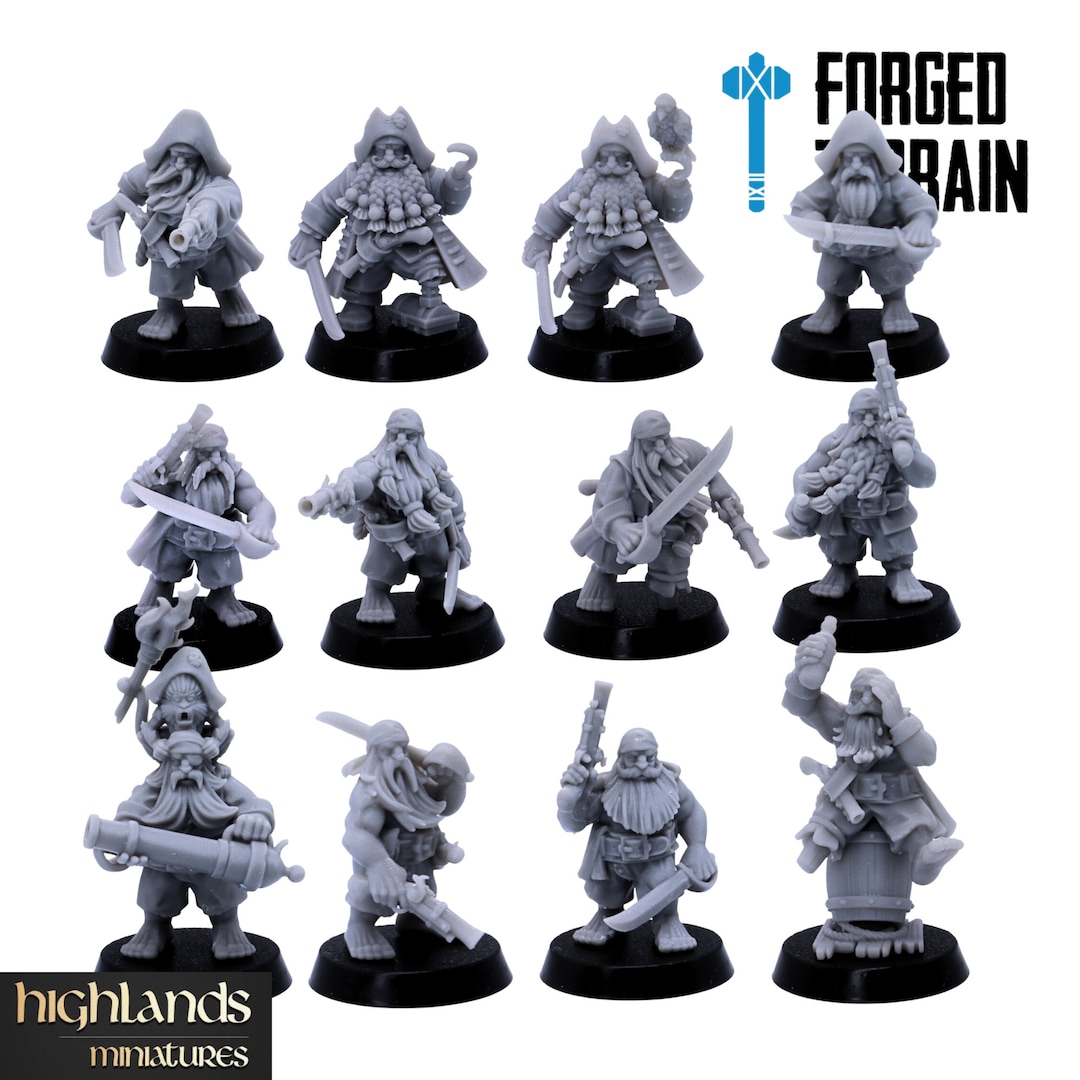 Dwarf Pirates, Sons of Ymir, Highlands Miniatures. 32mm Scaled Dwarfs ...