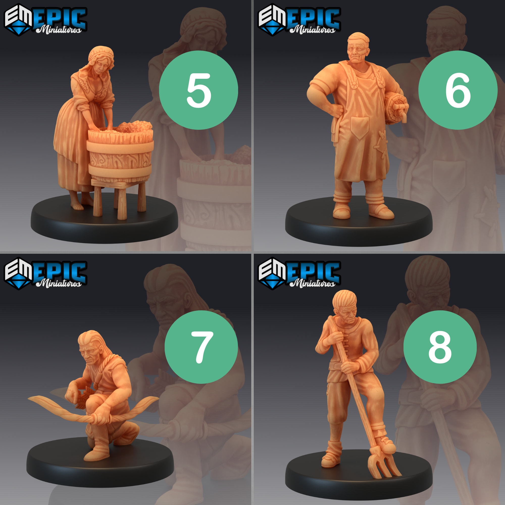 Farm Villagers Dnd Miniatures Epic Miniatures 28mm 32mm - Etsy