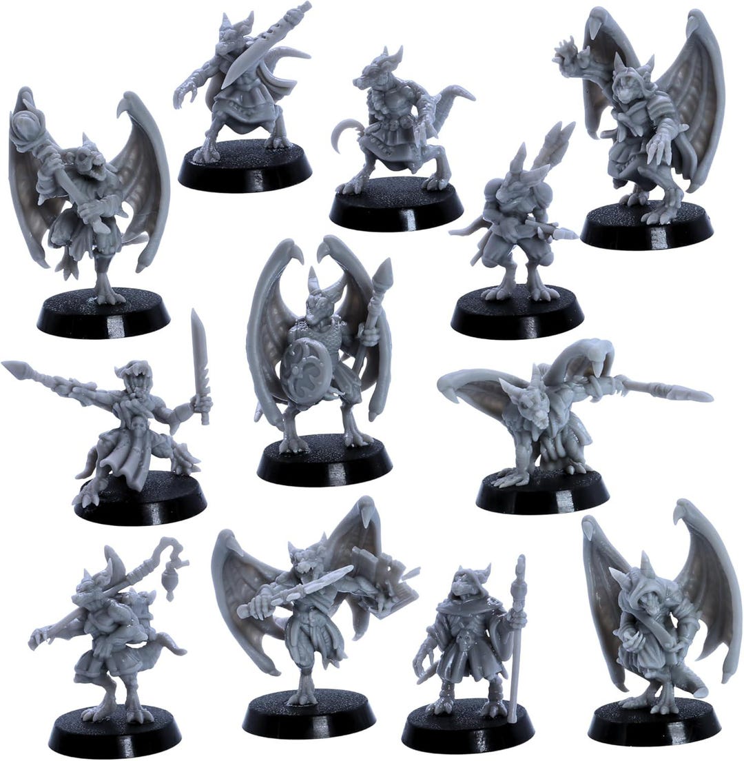 Kobold & Winged Kobold Miniatures Set – 12 Fantasy RPG Monsters | 28mm ...