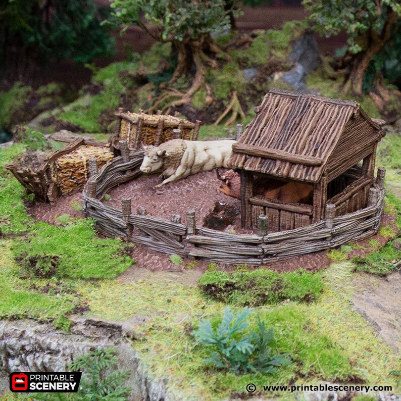 Oxen Enclosure | Wargames RPG Dnd Fantasy Farm Building Scatter Terrain ...