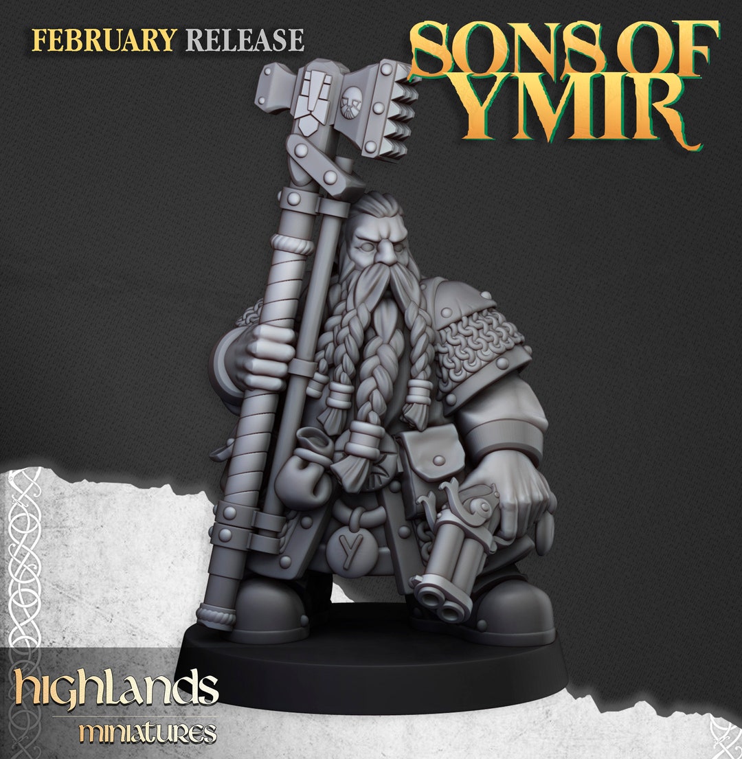 Highlands Miniature Sons of Ymir Dwarf Engineer Male/female 32mm Scale ...