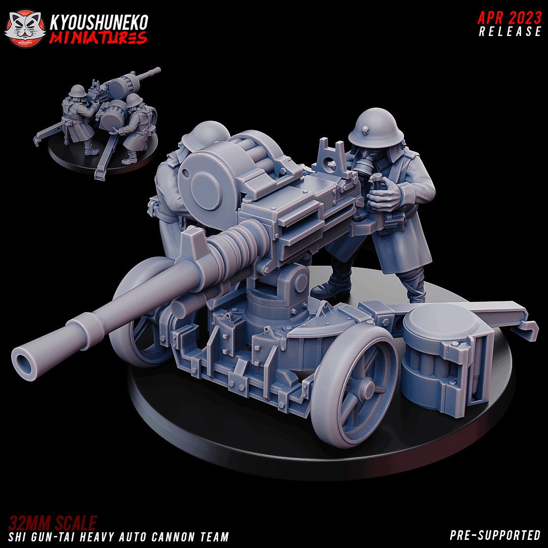 Kyoushuneko Miniatures Shi Gun Tai Heavy Auto Cannon Team | 15mm-32mm ...