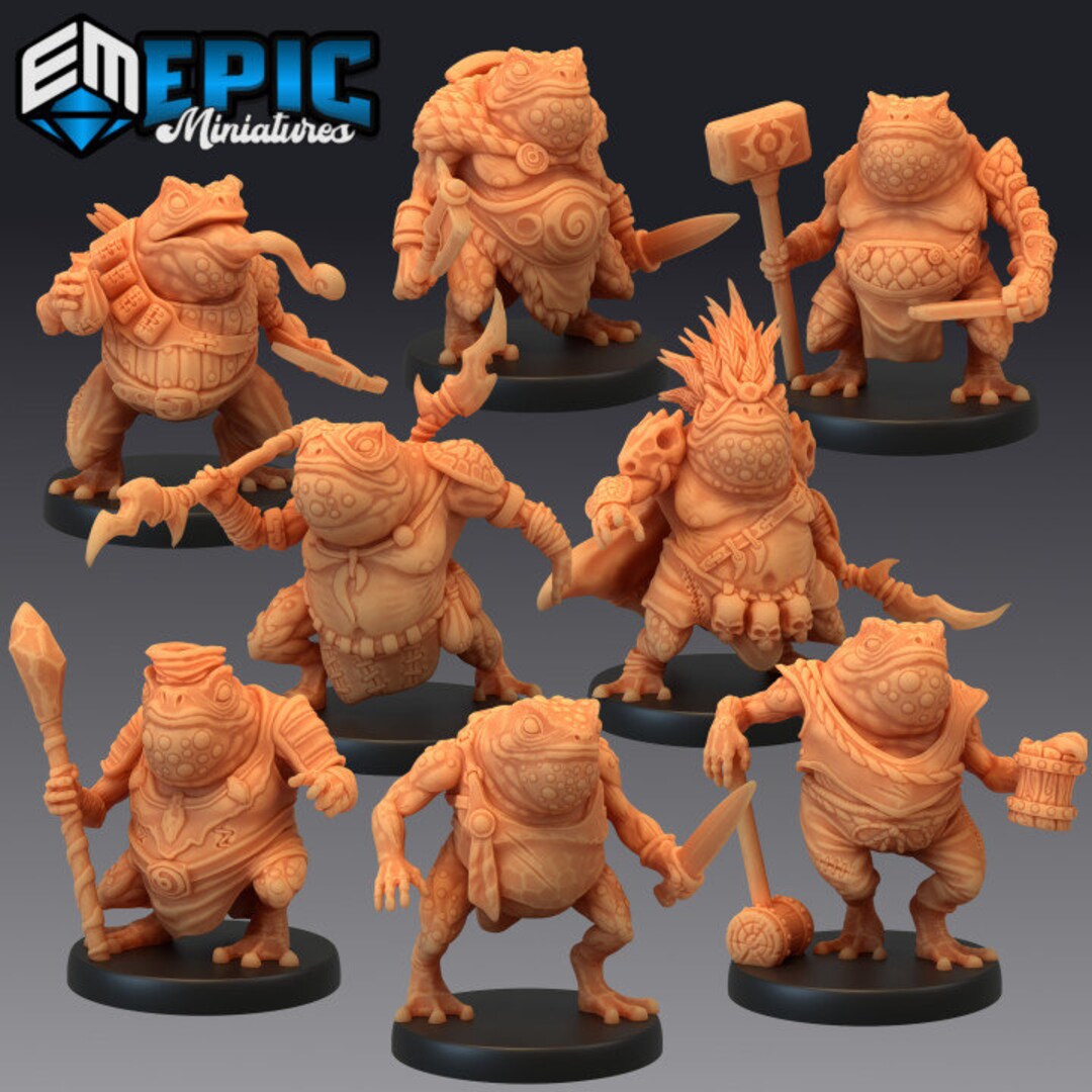 Toad Folk 28mm Scale Dungeons and Dragons Miniatures for Tabletop ...