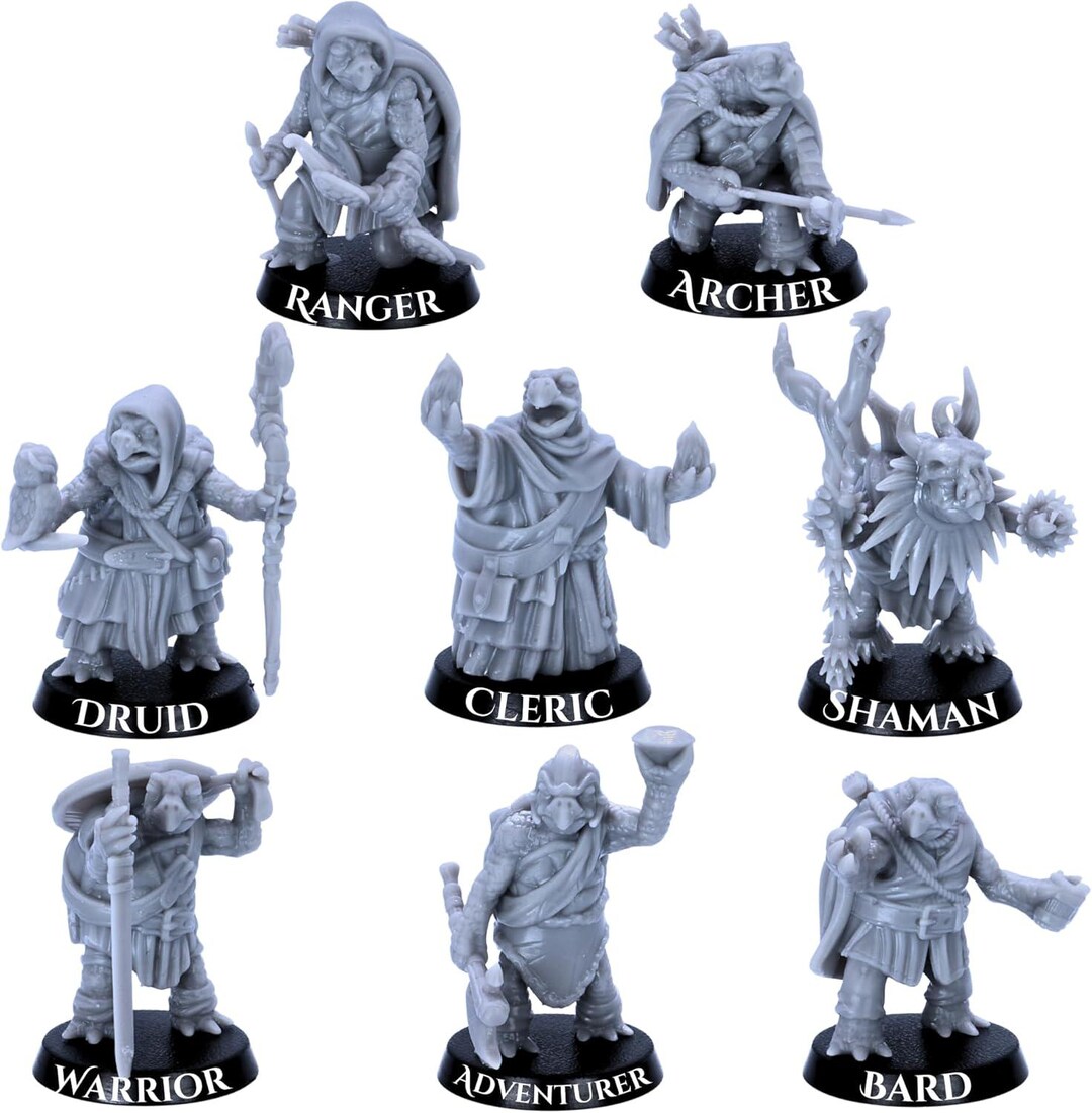 Turtle Folk Miniatures Set – 8 Fantasy Turtle Adventurers for Rpgs ...