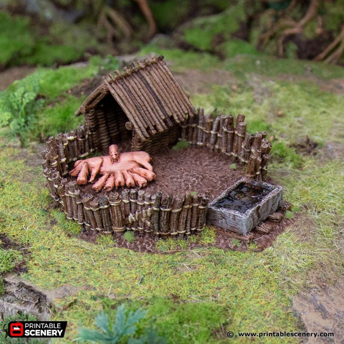 Pig Pen Sow and Piglets Wargames RPG Dnd Fantasy Farm - Etsy
