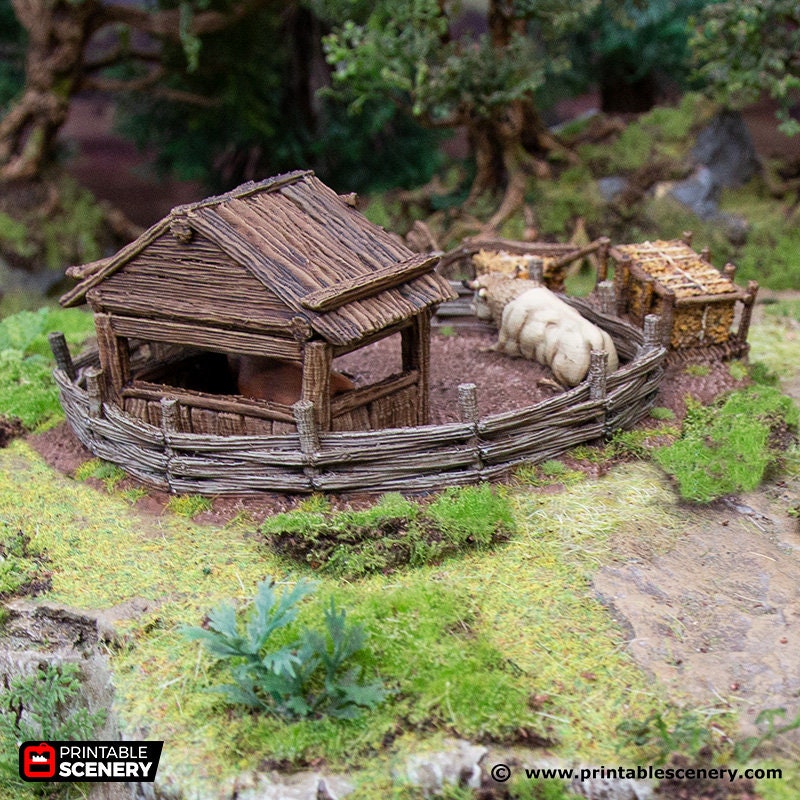 Oxen Enclosure | Wargames RPG Dnd Fantasy Farm Building Scatter Terrain ...
