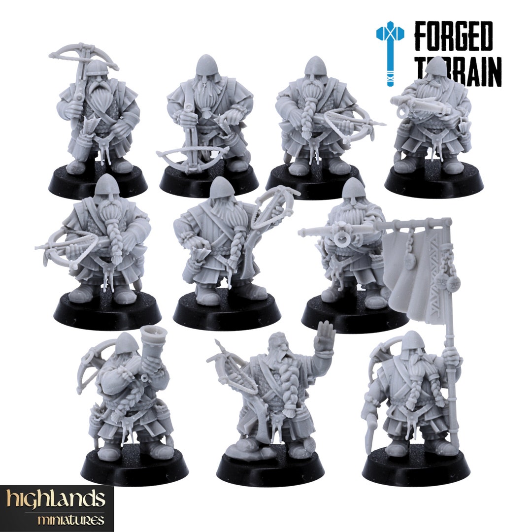 Dwarf Crossbowmen, Sons of Ymir, Highlands Miniatures, 32mm Scale ...