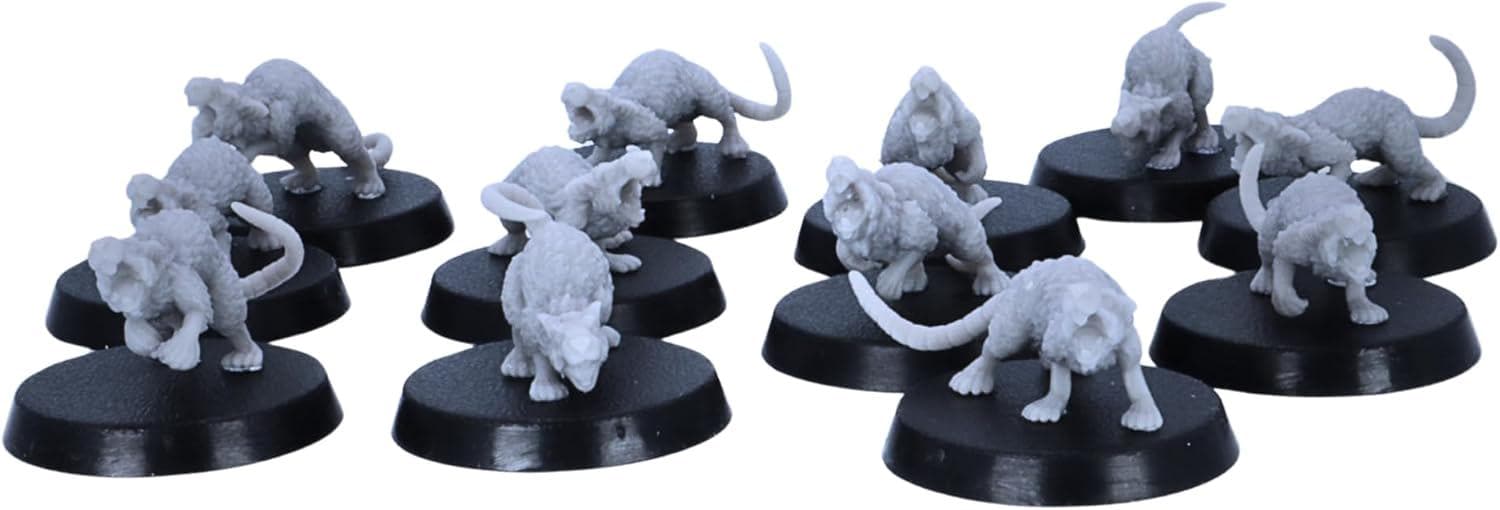 Giant Rats Miniature Set – 12 Rat Figures | 25mm Bases | 32mm Scale RPG ...