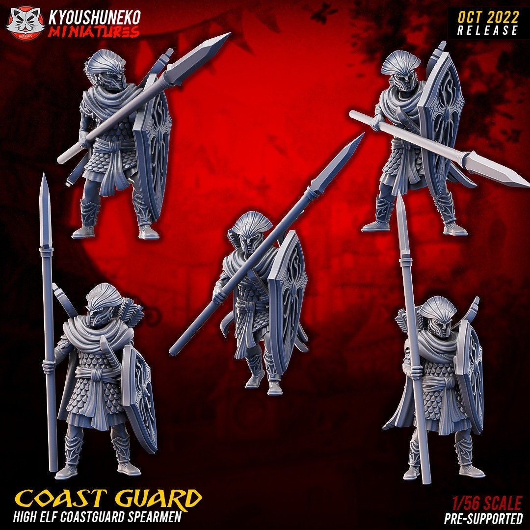 Elf Coast Guards Spearmen Elf Knight Warrior Tabletop RPG Dnd Fantasy ...