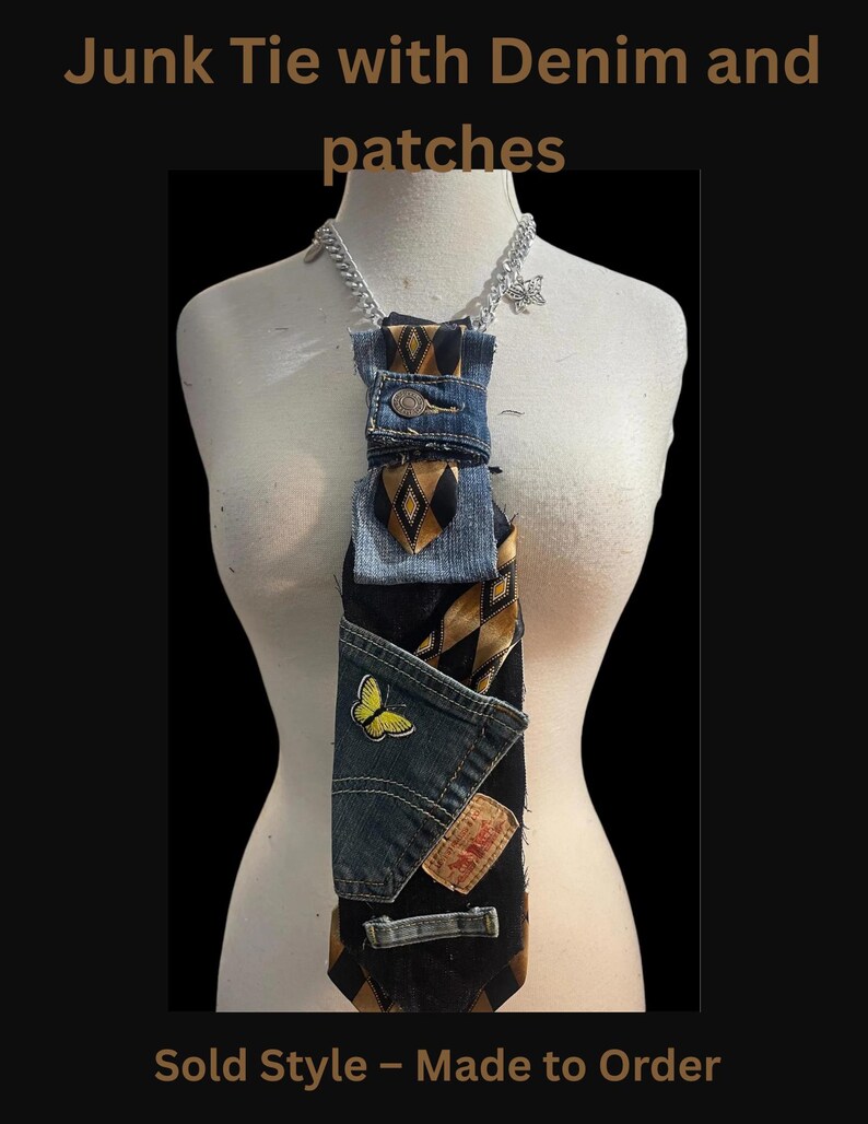 Upcycled Custom Junk Necktie With Patch & Charms (made to Order) - Etsy