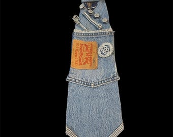 Denim Necktie Necklace Charm - Etsy