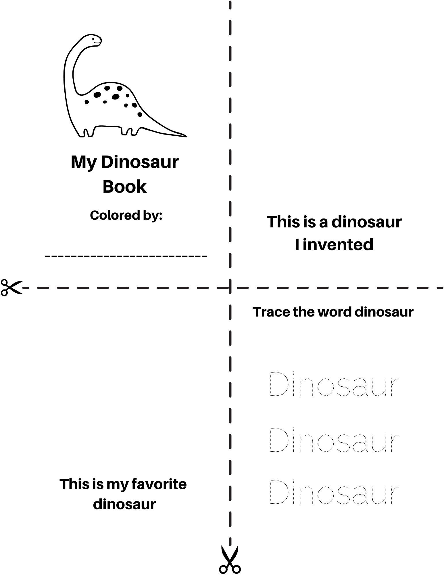 Dinosaur Cut and Color Book - Etsy