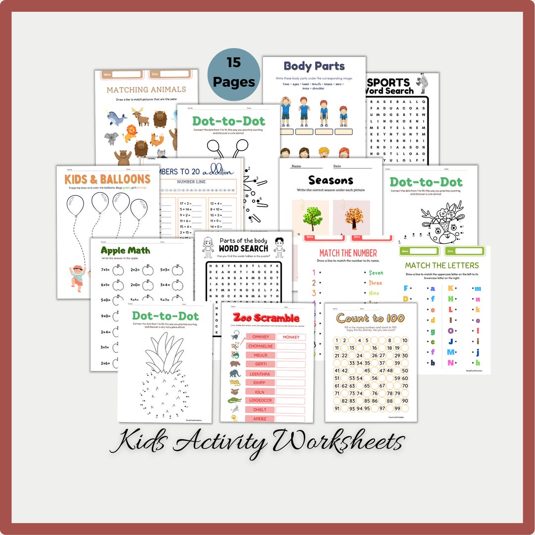 Kids Activity Worksheets, Fun Activity Printable Pages, Preschool ...