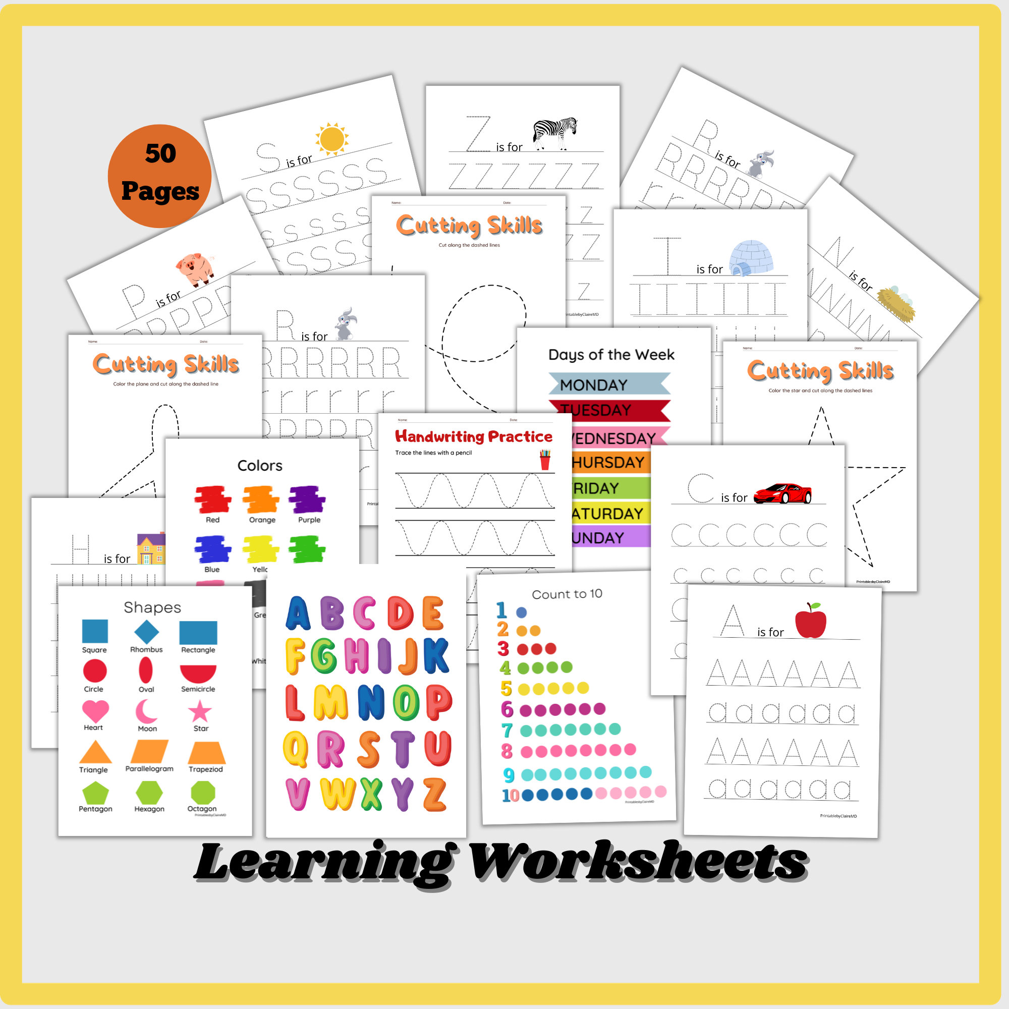 Learning Worksheets, Preschool Worksheets, Home School Worksheets ...