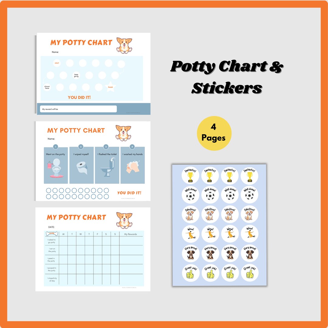 Potty Reward Chart With Stickers, Toilet Training Chart With Stickers ...