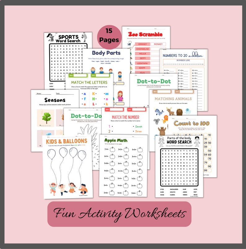 Kids Activity Worksheets, Fun Activity Printable Pages, Preschool ...