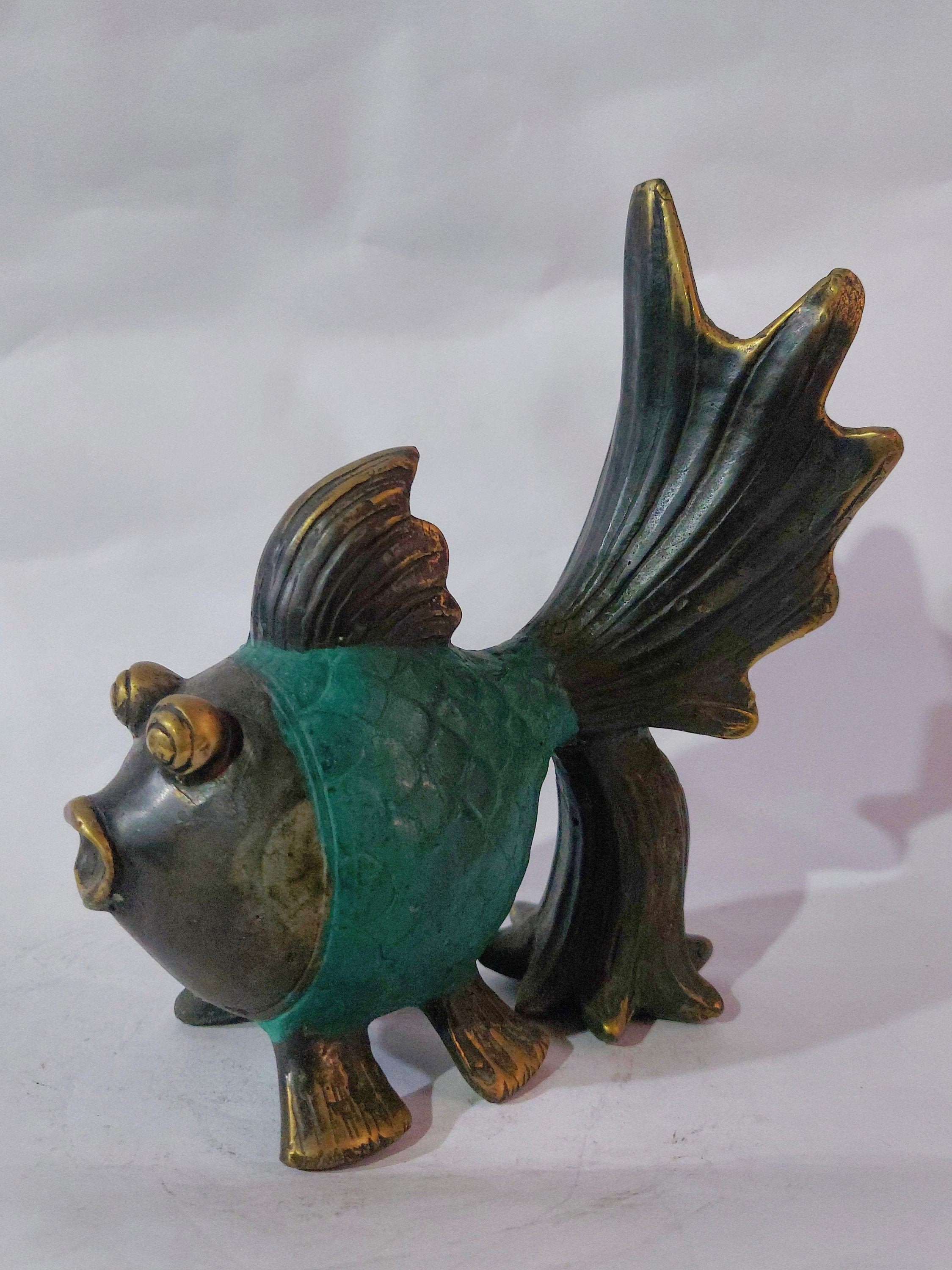 Fish Statue fish Sculpture Animal Lover Vintage Bronze - Etsy