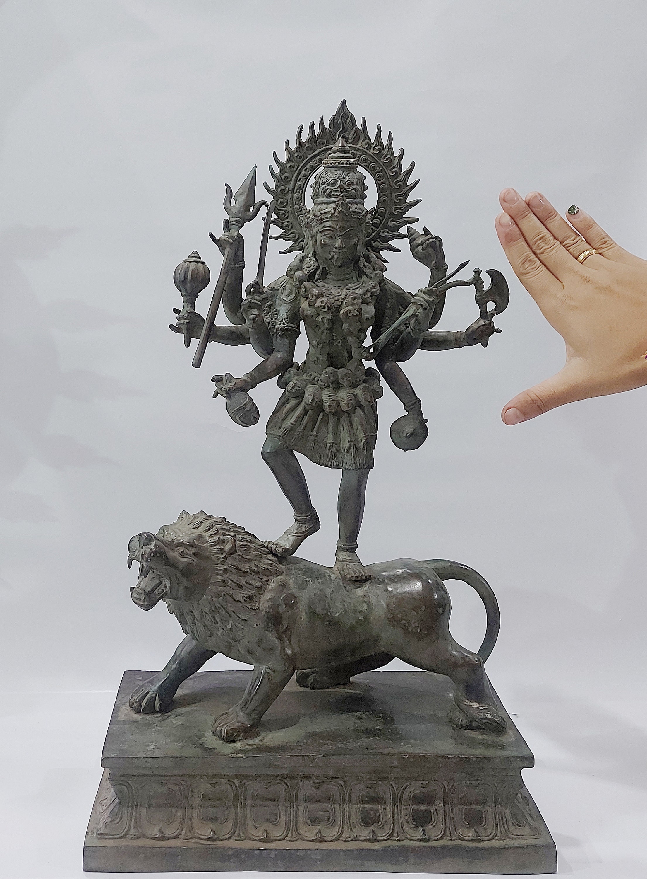 Antique Mahakali Statue 21 Inch , Mahakali Sculpture , Vintage Bronze ...