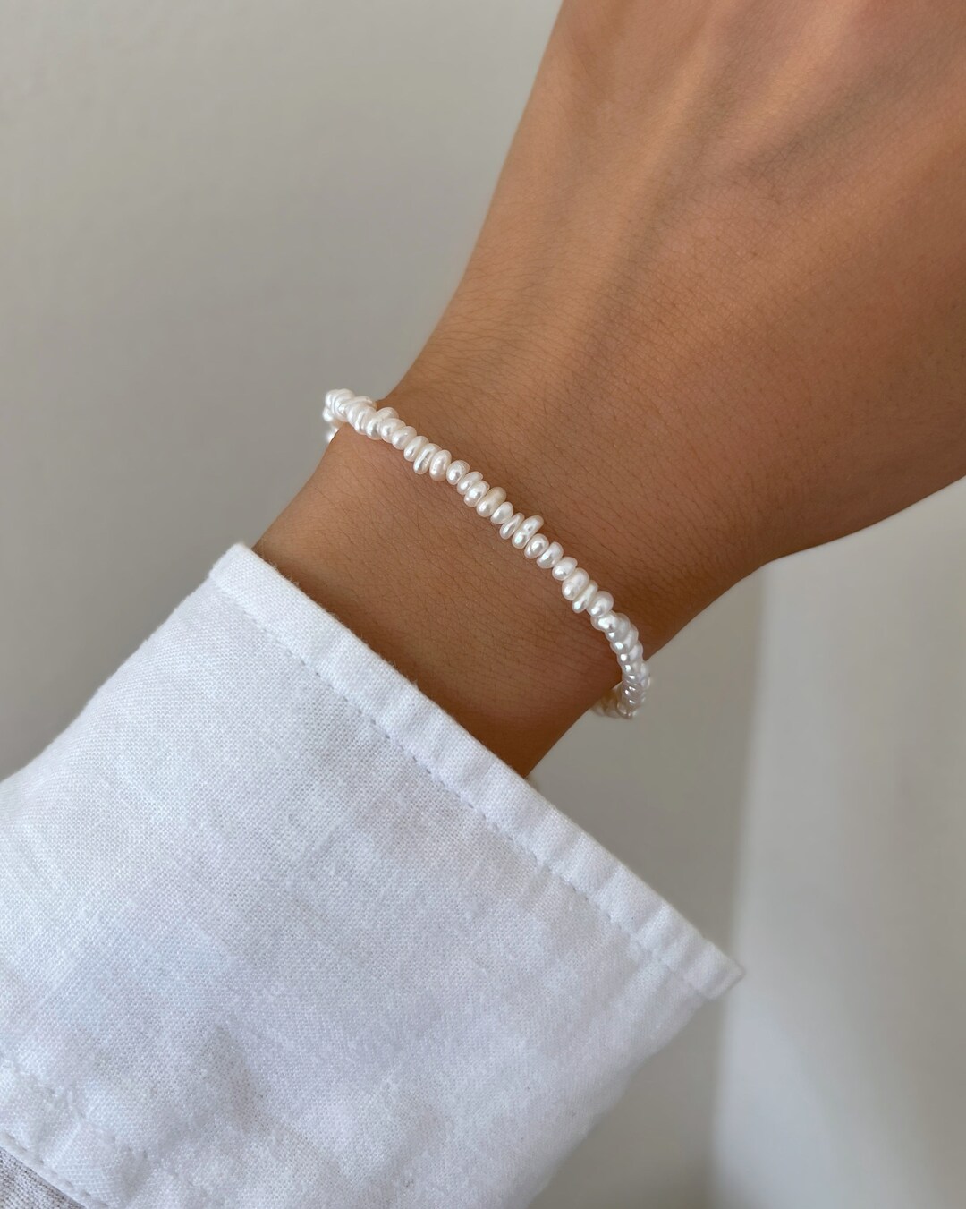 Mini Beaded Pearl Bracelet, 14K Gold-filled Delicate Layered Bracelet ...