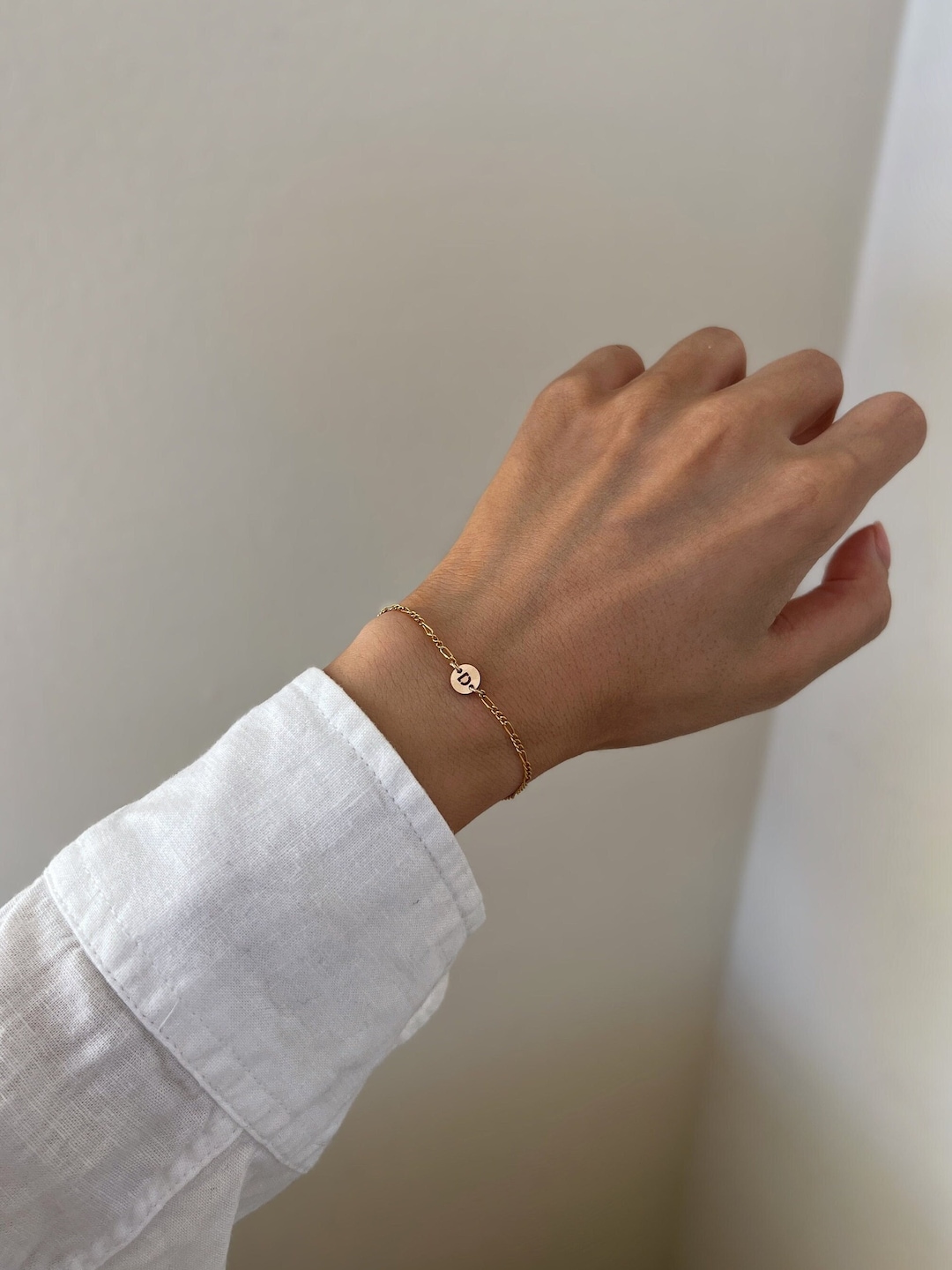 Gold Chain Bracelets With Name, Alphabet Letter Charm Bracelets, 14k ...