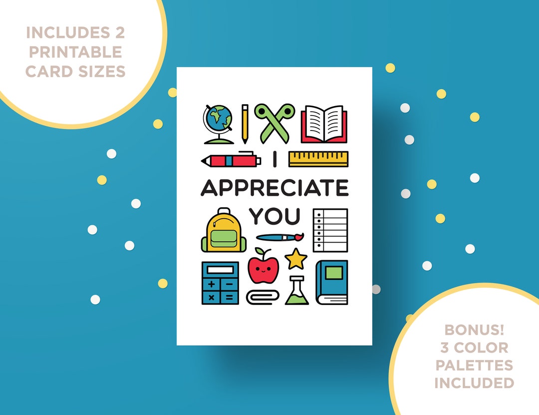 Teacher Appreciation Card | Digital Download | Teacher Thank You ...