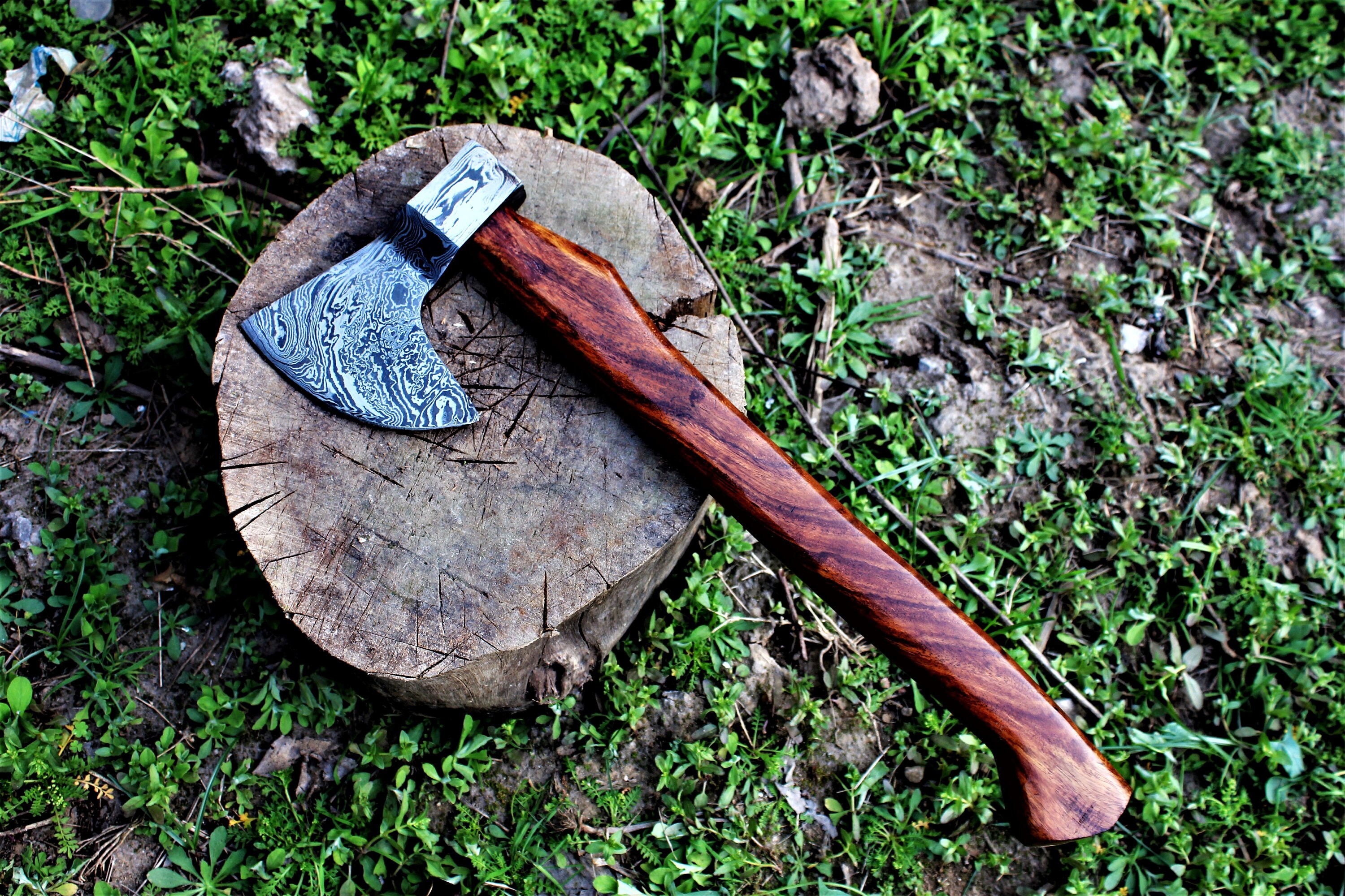 Handmade Damascus Steel 18 Axe Tomahawk Axe Full-Tang | Etsy