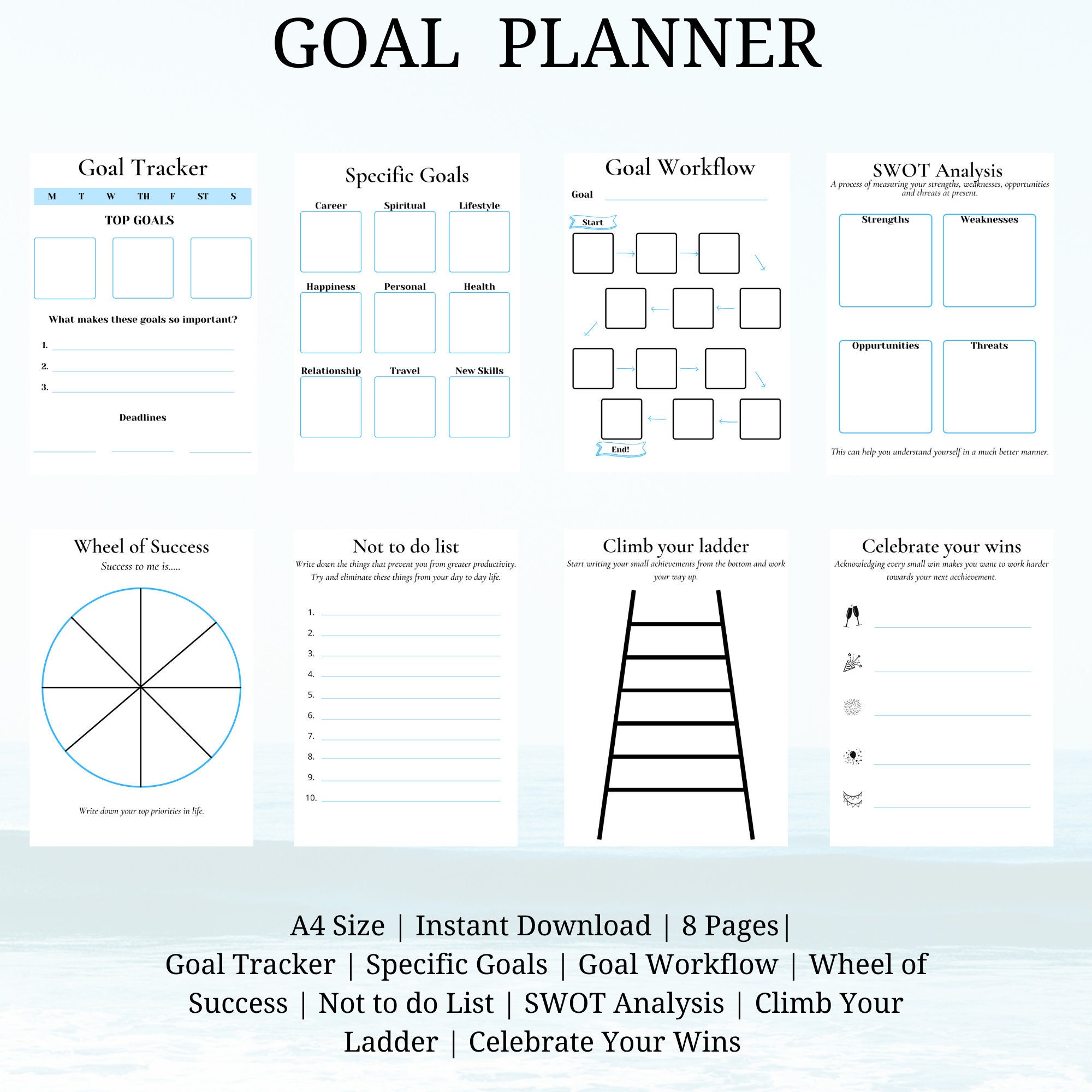 Goal Planner Printable Personal Tracker Instant Download | Etsy