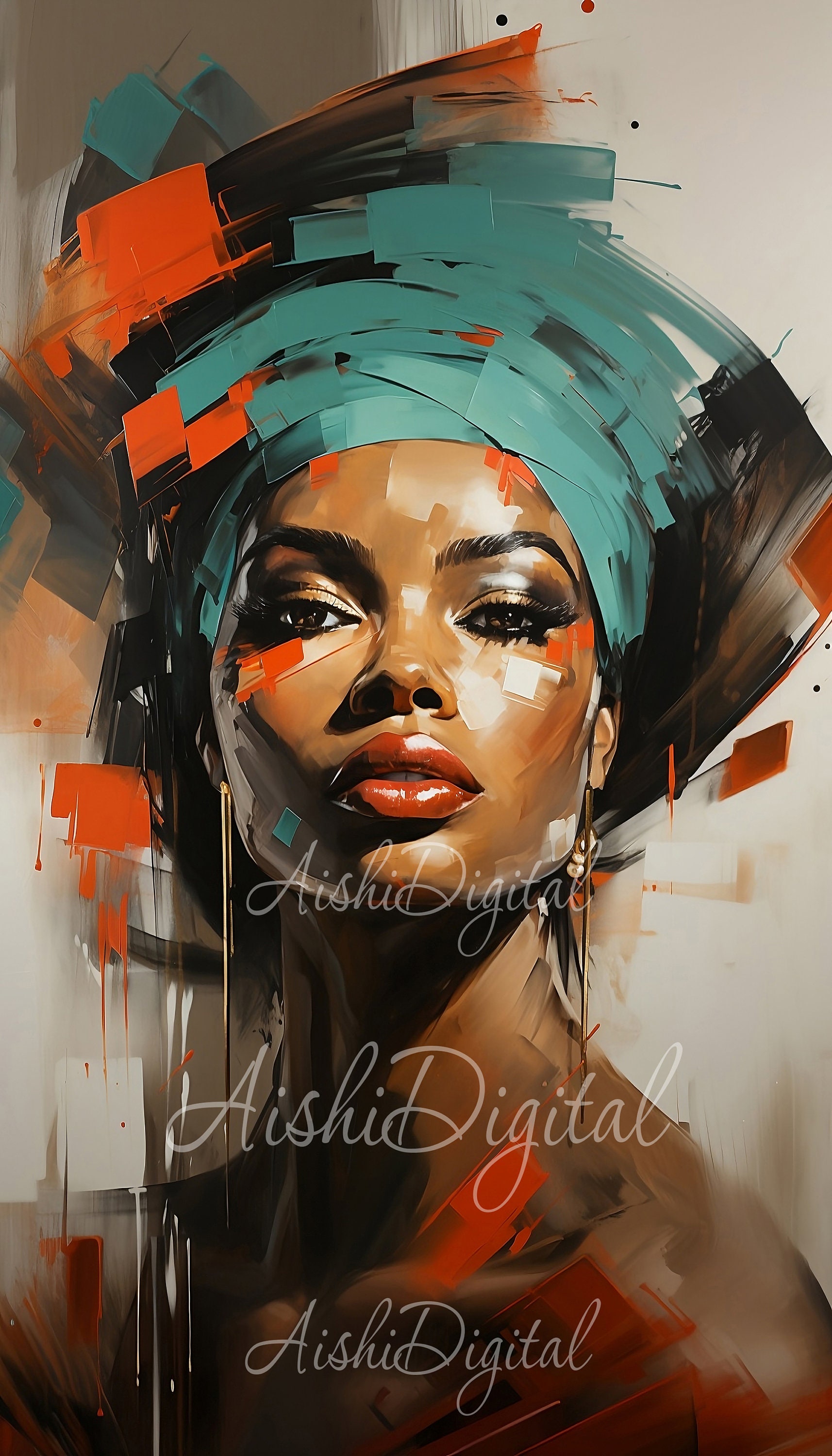 An Abstract Painting of an African Woman High Quality JPG Digital ...