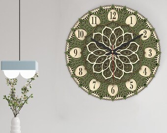 Wooden Multi Layer Wall Clock, Colorful Mandala Wall Clock ...