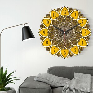 Wooden Multi Layer Wall Clock, Colorful Mandala Wall Clock, Wood Tier ...