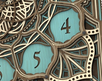Wooden Multi Layer Wall Clock, Colorful Mandala Wall Clock ...