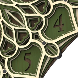 Wooden Multi Layer Wall Clock, Colorful Mandala Wall Clock, Wood Tier ...