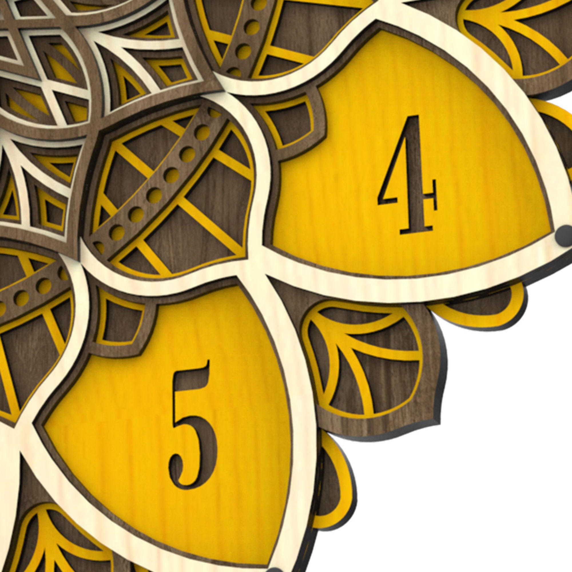 Wooden Multi Layer Wall Clock, Colorful Mandala Wall Clock, Wood Tier ...