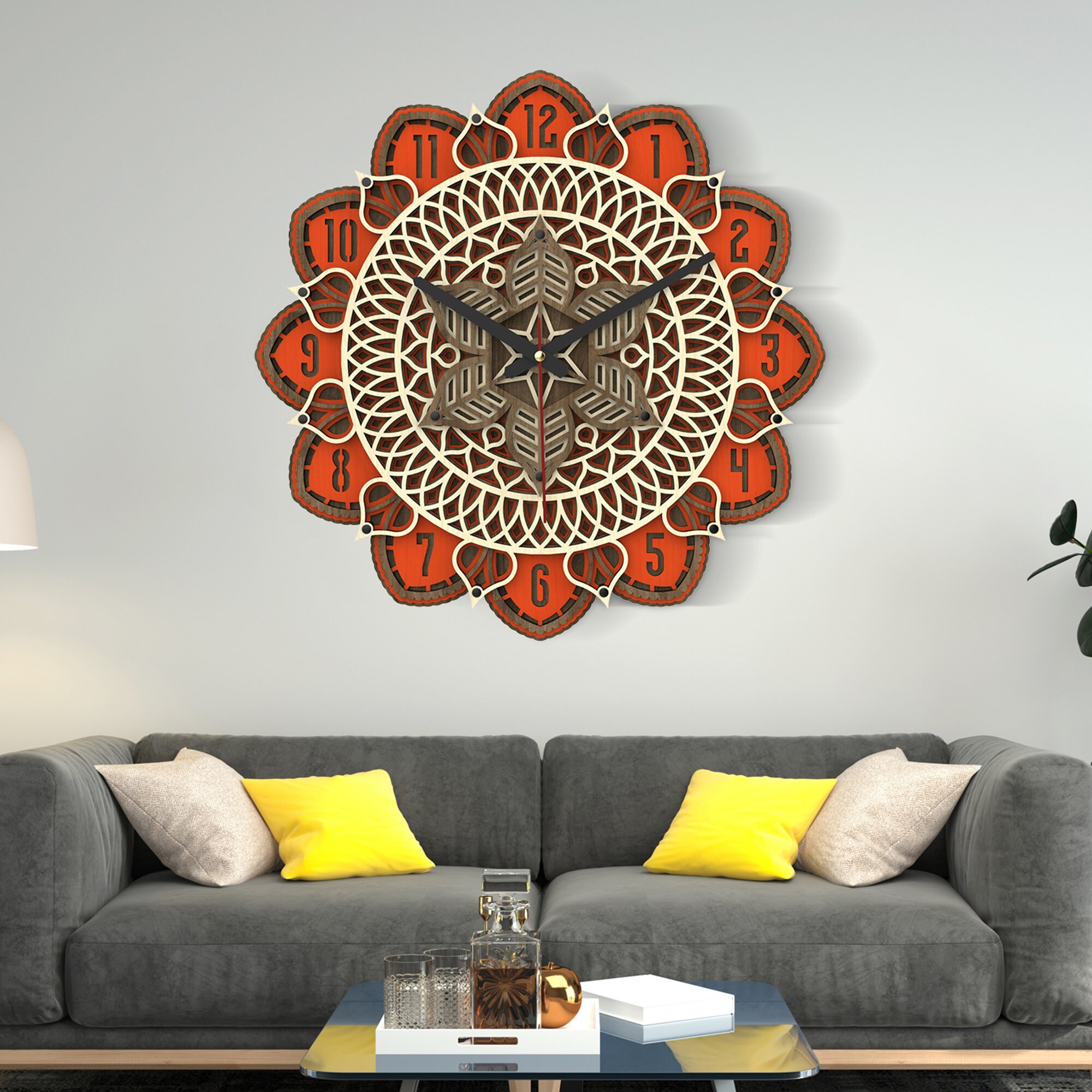 Colorful Mandala Wooden Wall Clock Multi Layer Wall Clock - Etsy