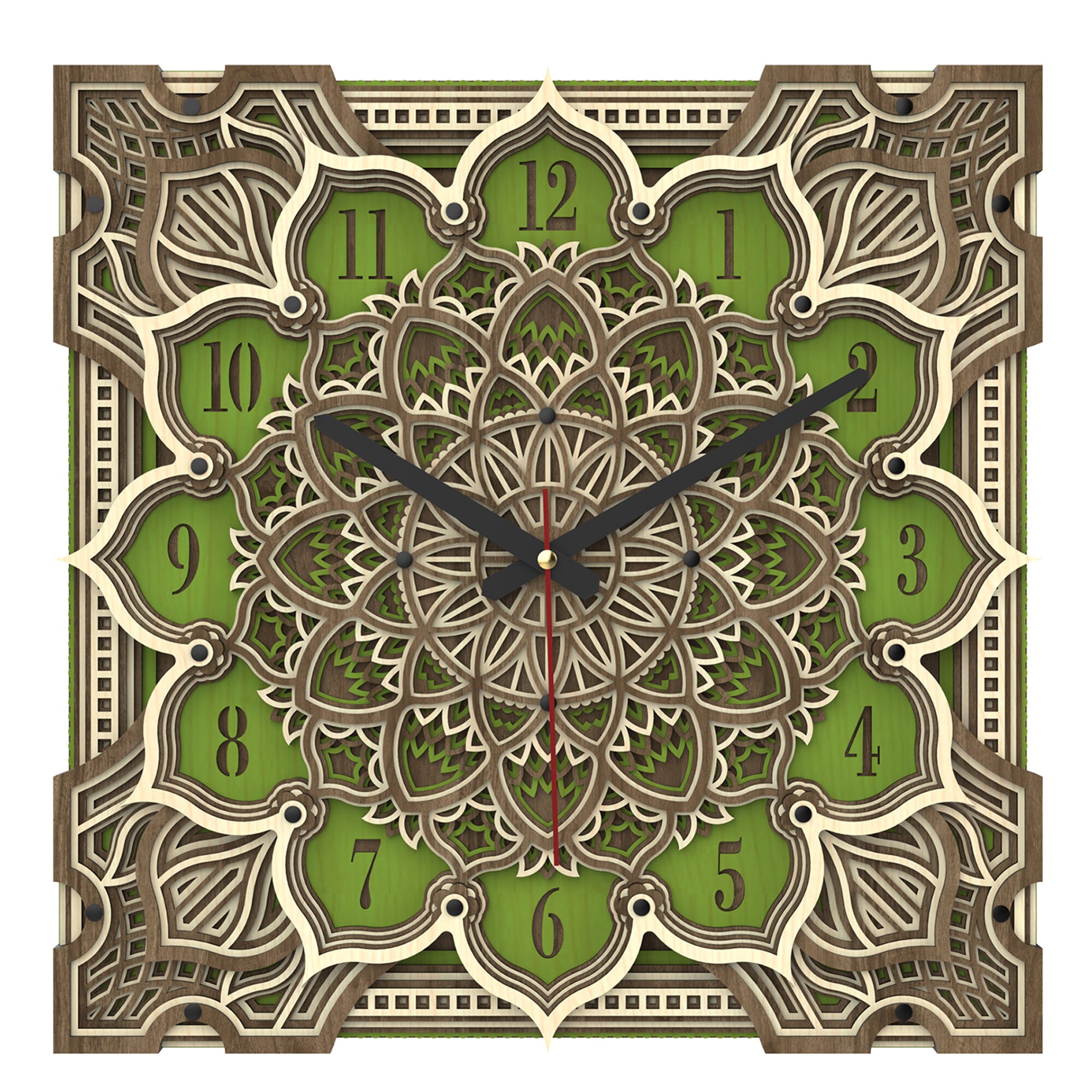 Filigree Mandala Wall Clock, Silent Sweep Wooden Decor, Housewarming ...