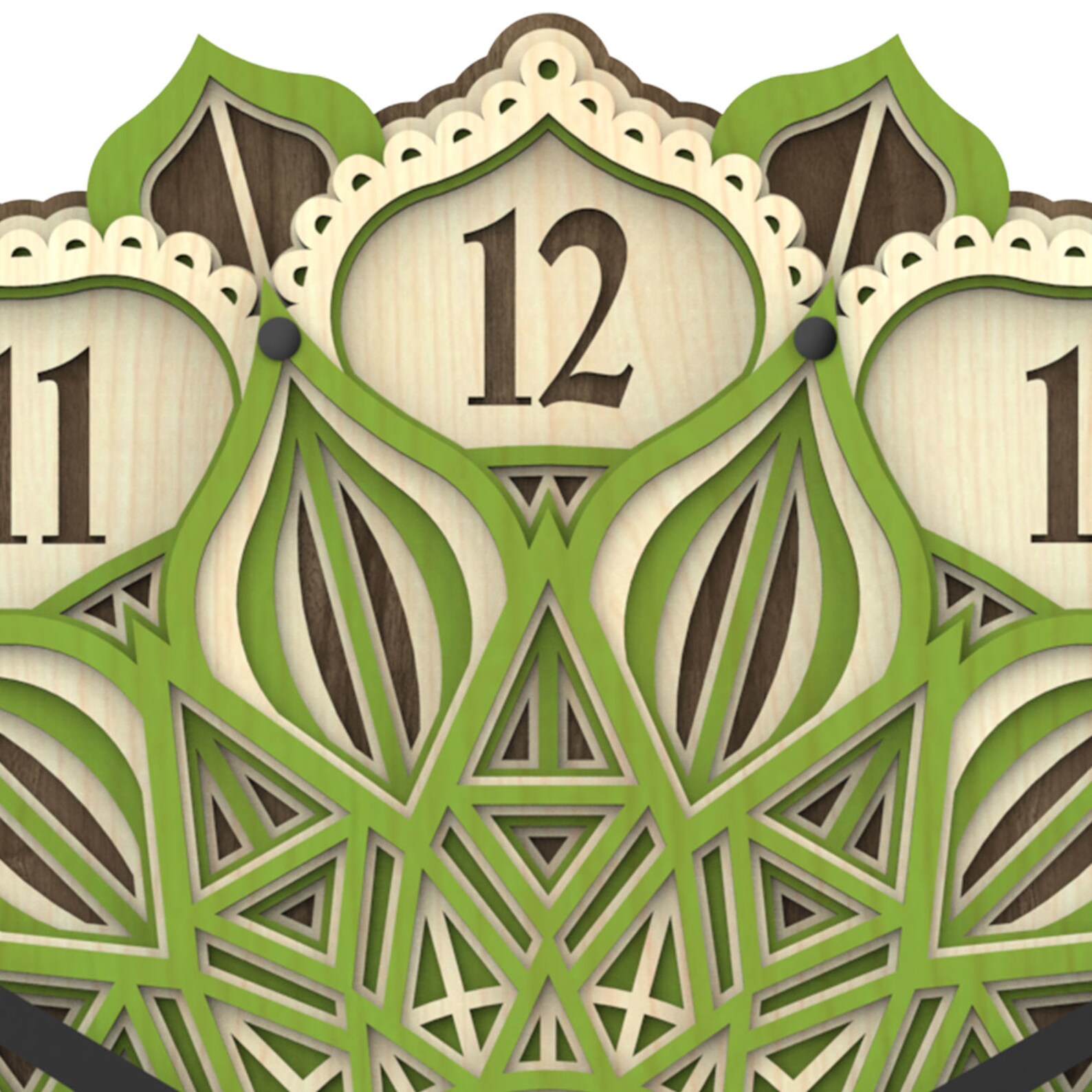 Wooden Multi Layer Wall Clock, Colorful Mandala Wall Clock, Wood Tier ...