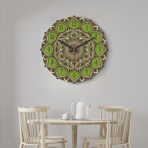Wooden Multi Layer Wall Clock, Colorful Mandala Wall Clock ...